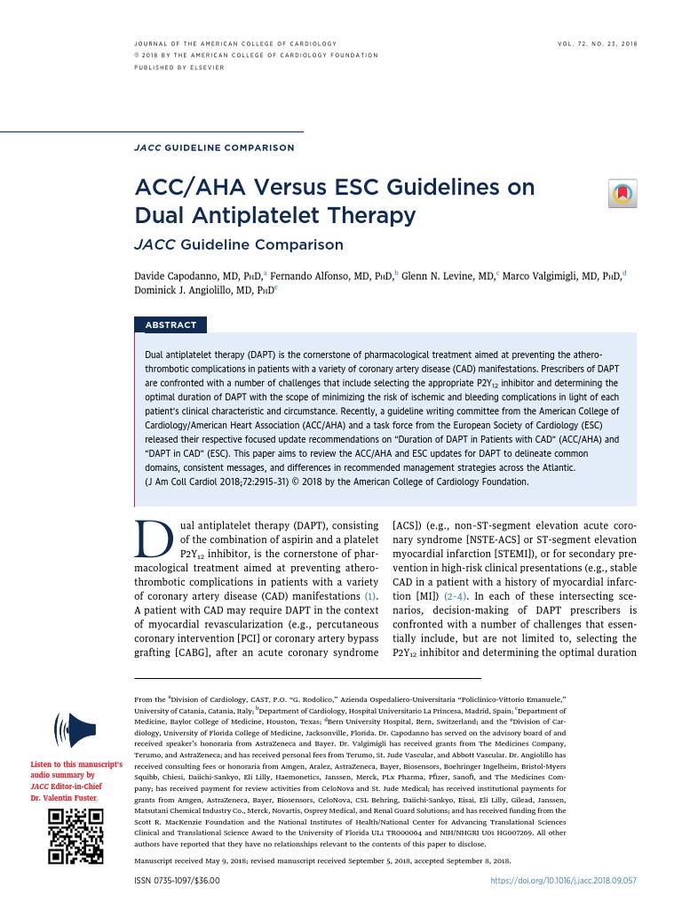 AHA-ESC DAPT Guidelines | PDF | Percutaneous Coronary Intervention ...