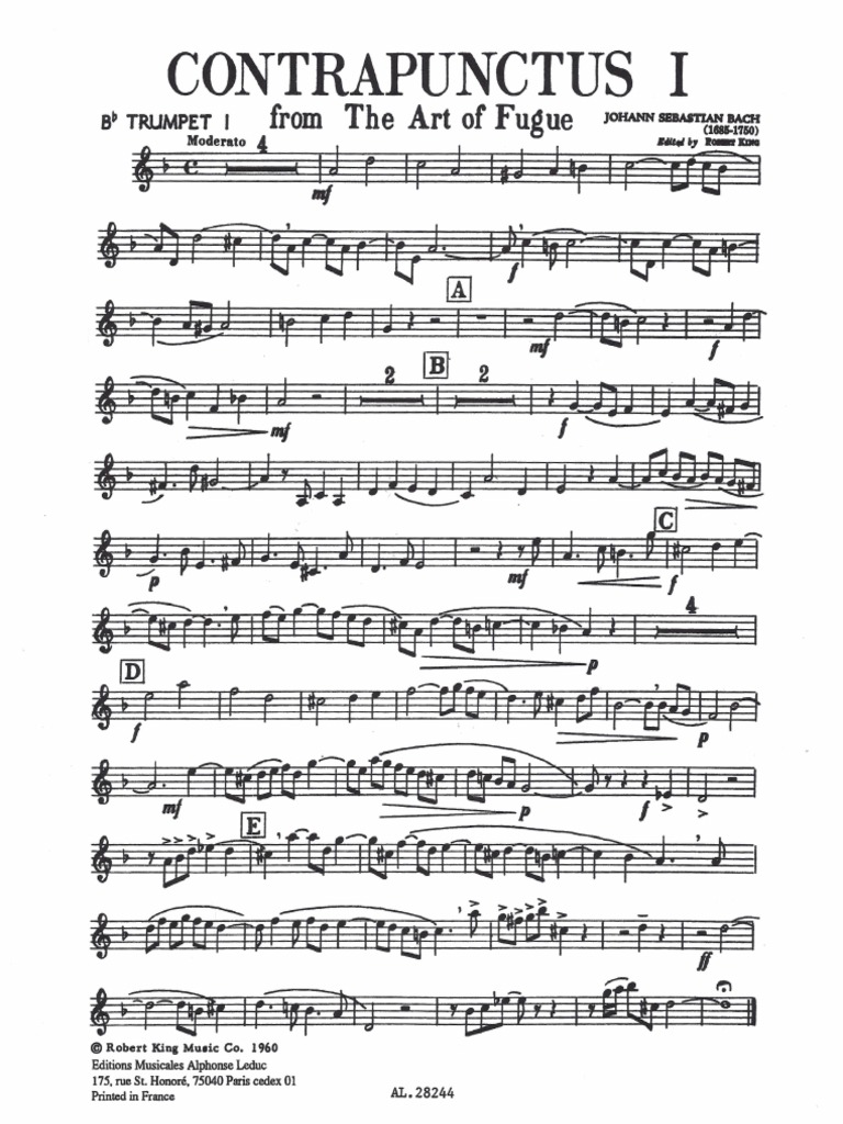 Contrapunctus I - Bach (King) PDF | PDF | Musical Forms | Musical ...