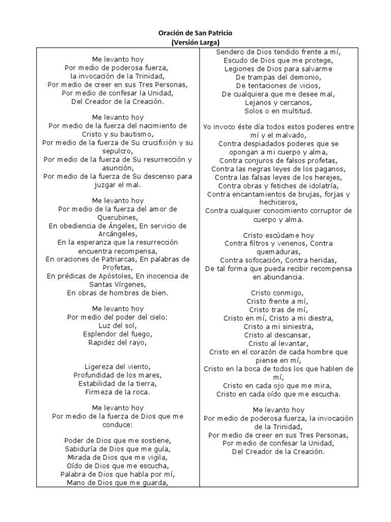 Oración de San Patricio, Version Larga | PDF | Cristo (título ...