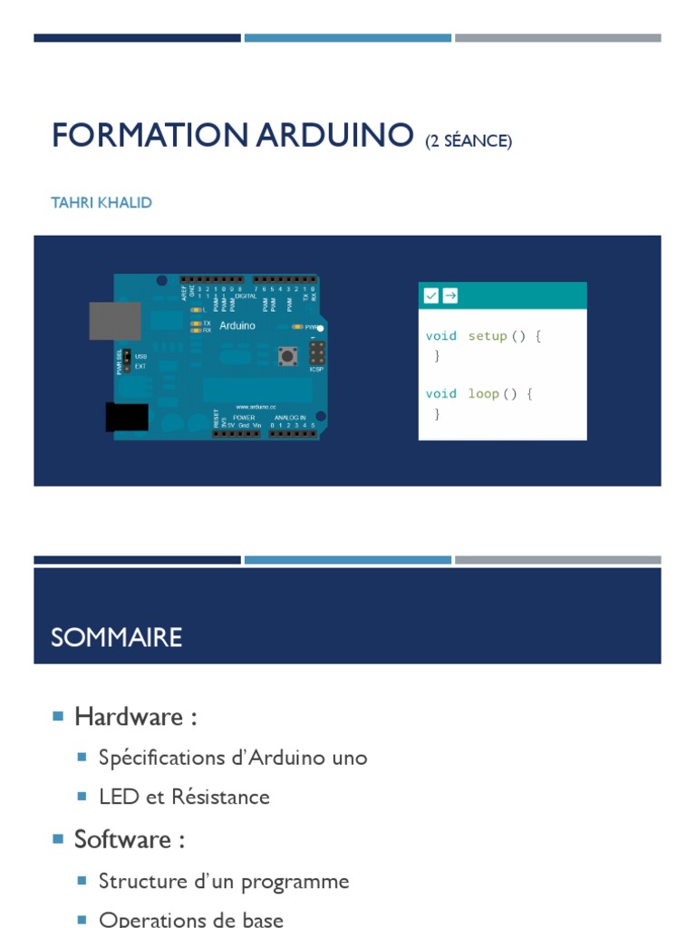 Formation Arduino 2 - Structure D'un Programme | PDF | Diode électroluminescente | Arduino