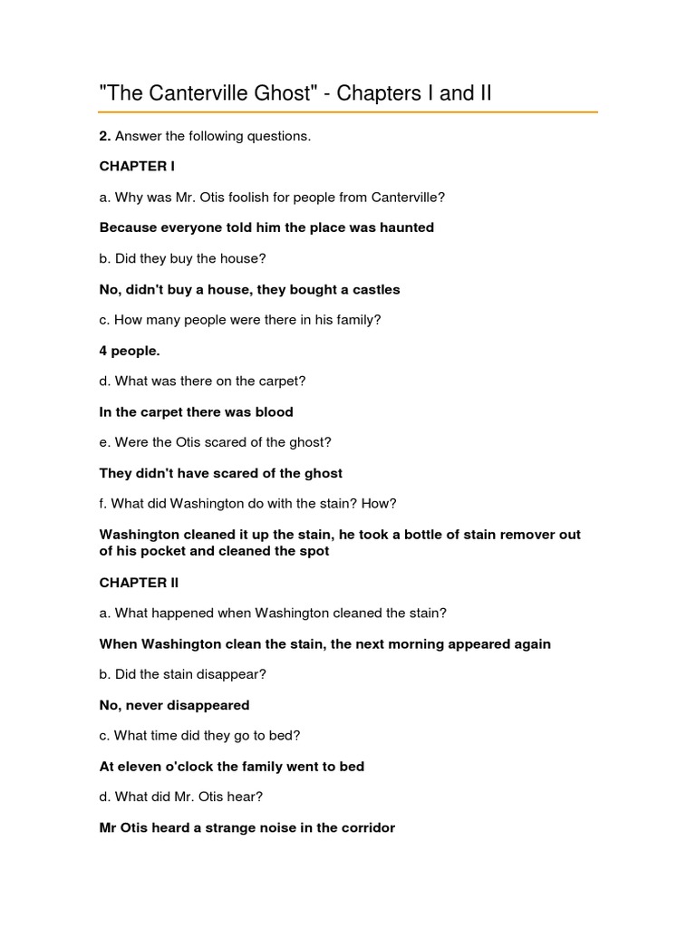 The Canterville Ghost - Chapters I and II | PDF