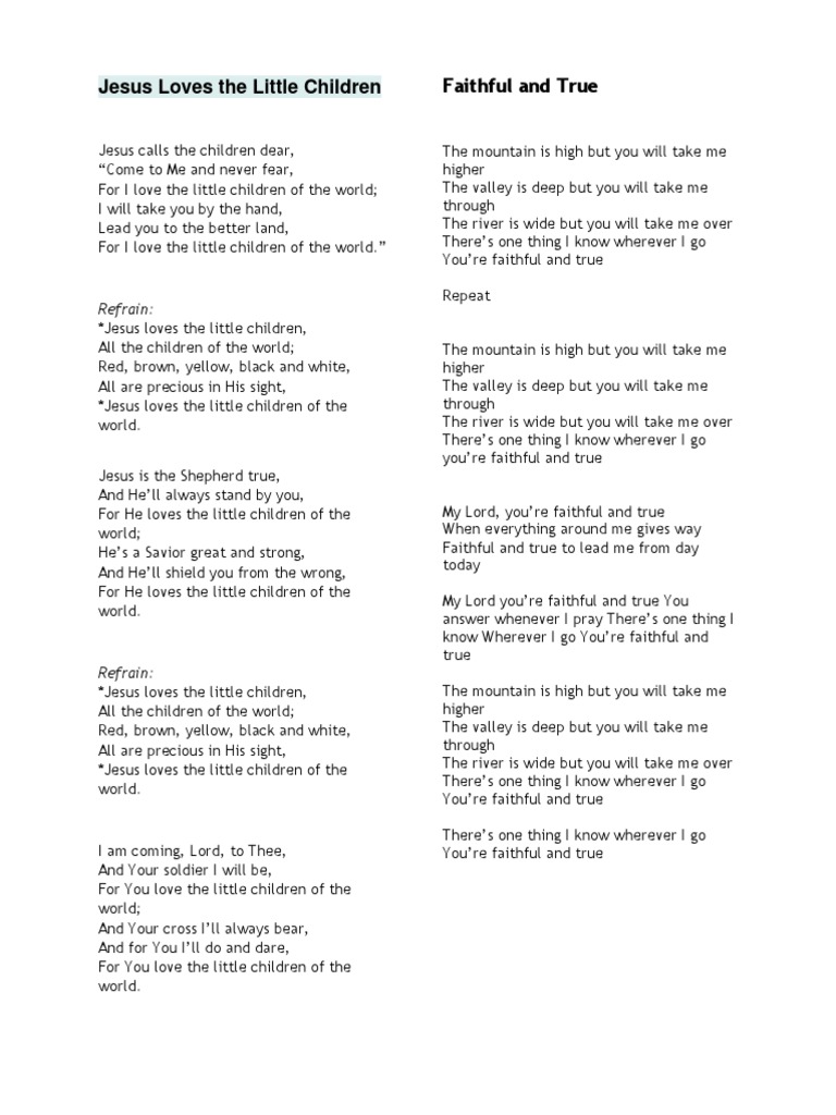 Jesus Loves the Little Children Lyrics | PDF