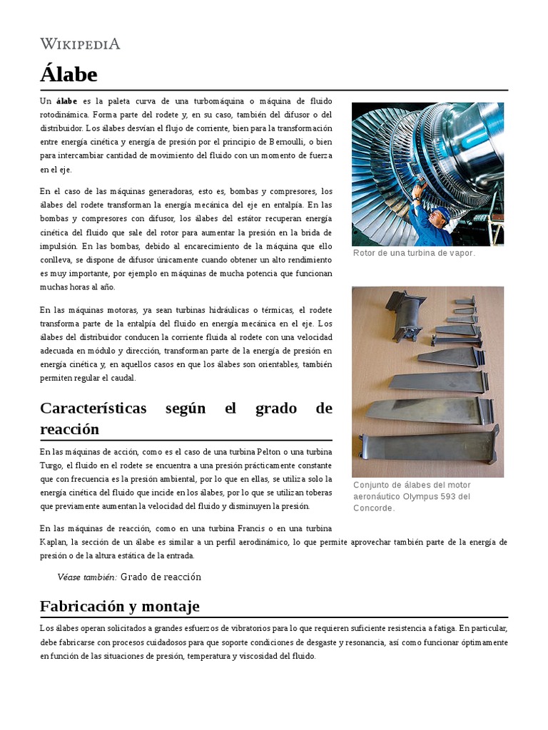 Álabe | PDF | Turbina | Física Aplicada e Interdisciplinaria