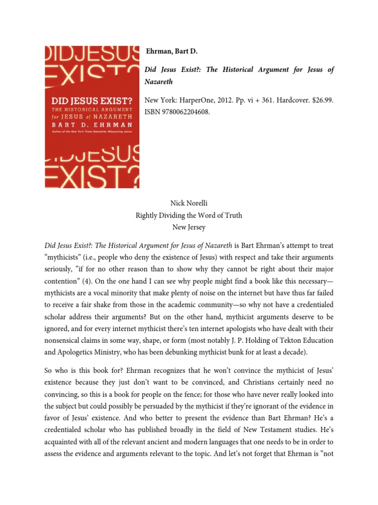 Ehrman Bart D Did Jesus Exist The Histo Pdf Download Free Pdf