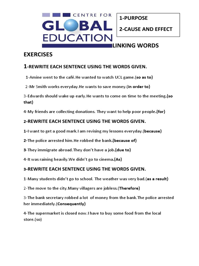 Linking Words Exercises | PDF