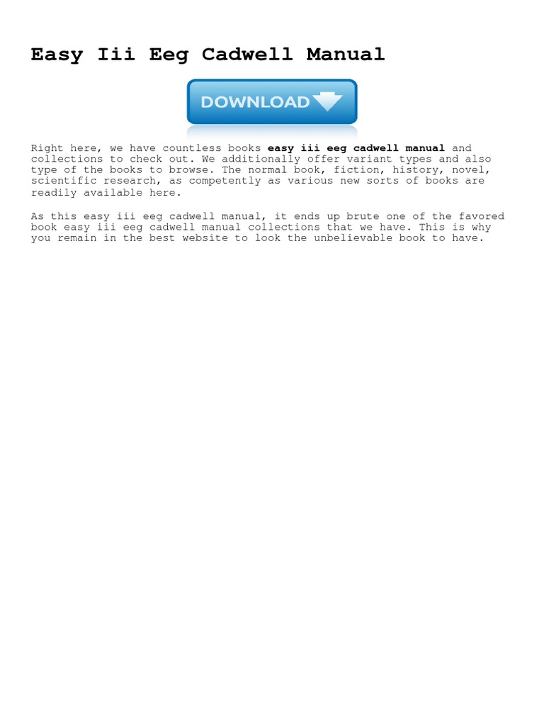 Easy Iii Eeg Cadwell Manual Pdf