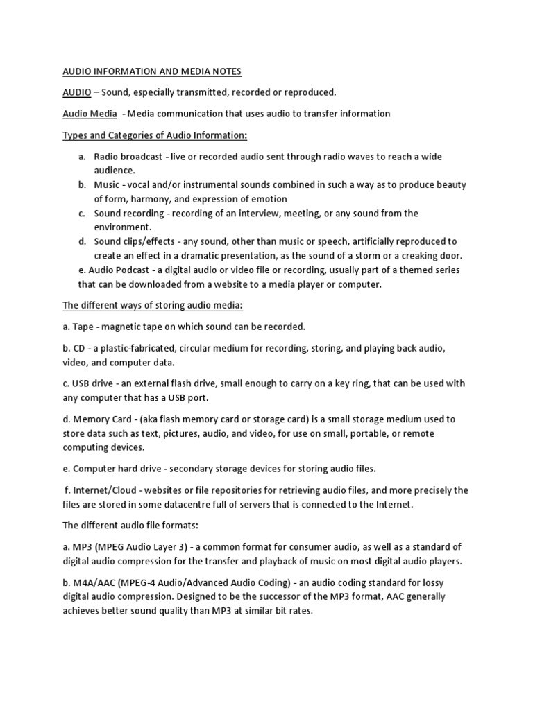 Audio Information and Media Notes | PDF | Digital Audio | Mp3