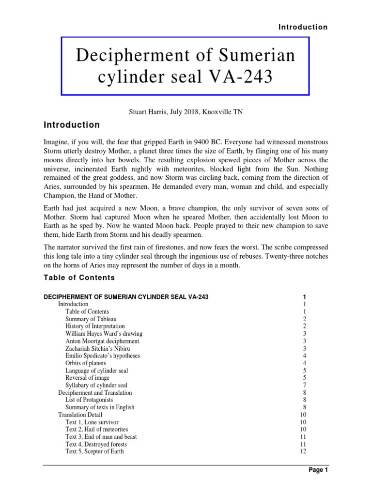 Deciphering Sumerian Seal VA-243 | PDF | Zecharia Sitchin | Jupiter