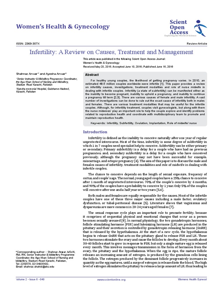 Infertility A Review On Causes Treatment and Management | PDF ...
