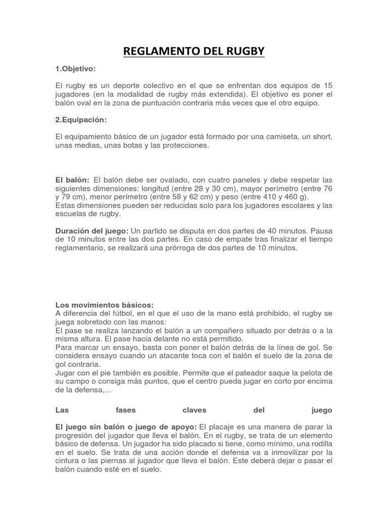 Reglamento RUGBY | PDF | Fútbol rugby | Variantes deportivas