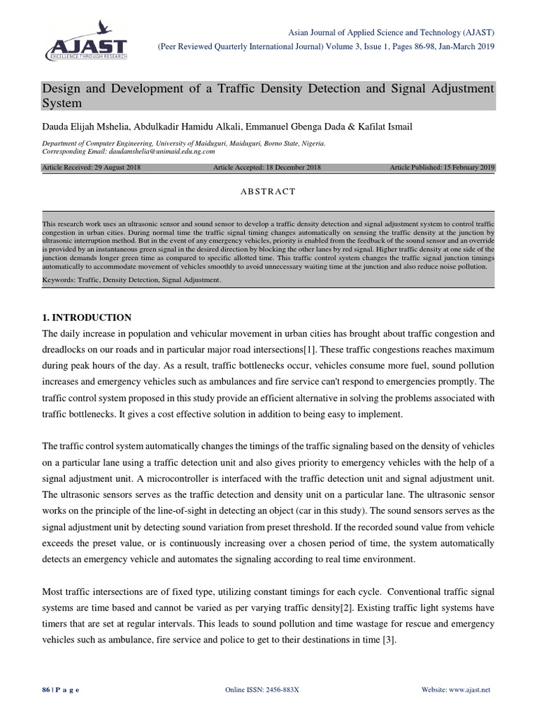 Traffic Density Detection And Signal Adjustment Pdf Traffic Traffic Light
