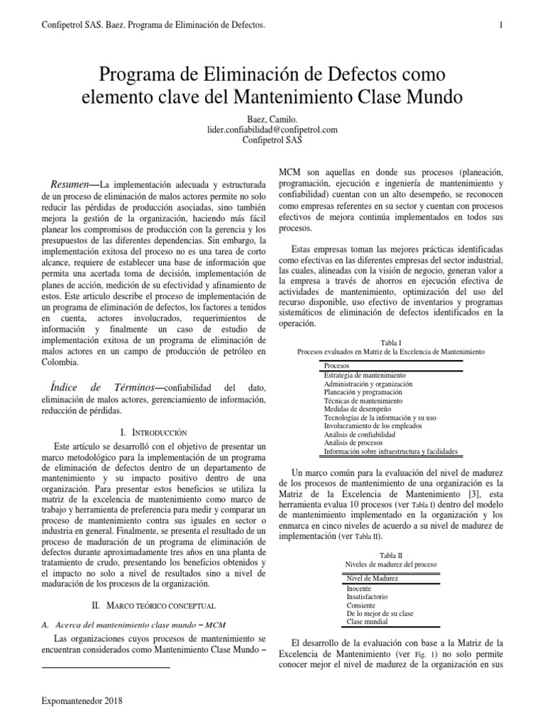 Programa de Eliminación de Defectos Como Elemento Clave Del ...