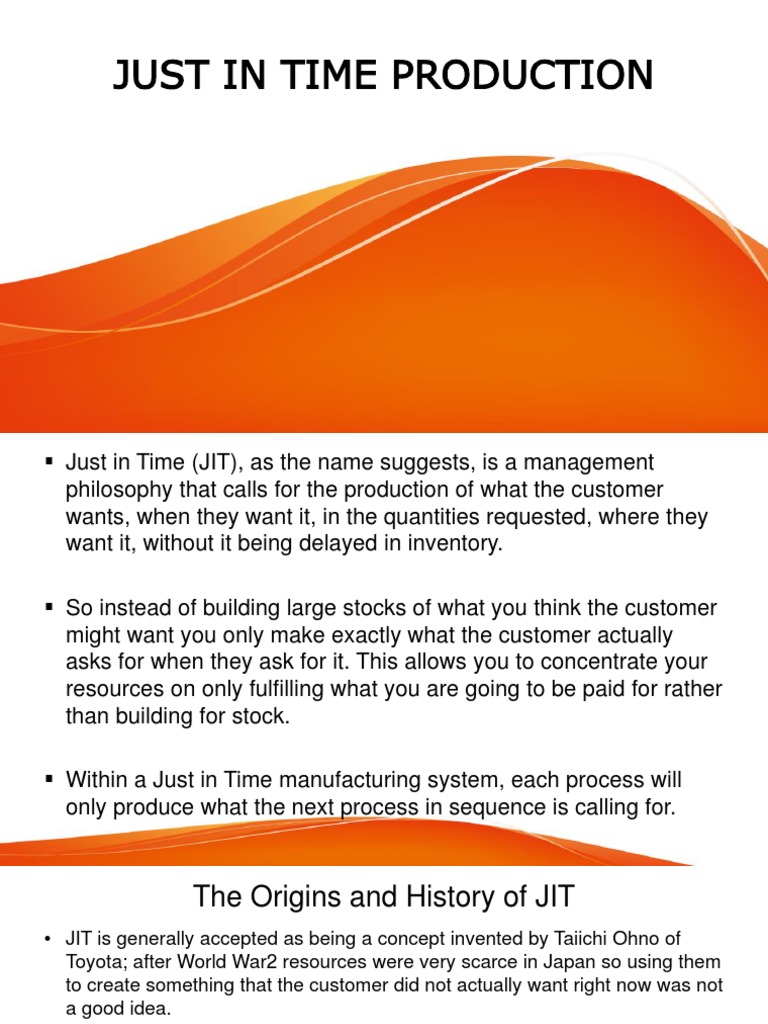 Just In Time Production Overview | PDF | Inventory | Production And ...