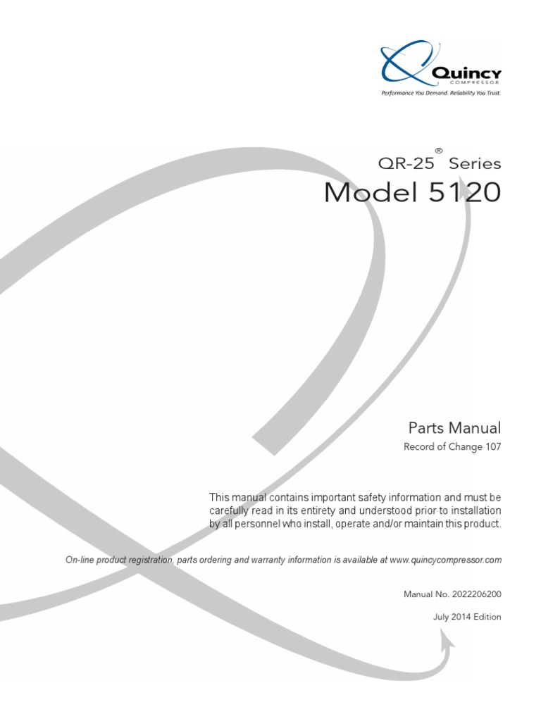 Quincy 5120 Manual PDF | PDF | Piston | Screw