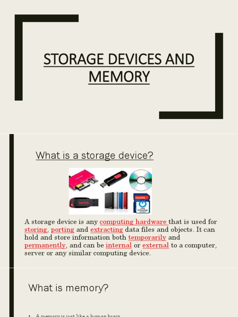 Storage Devices and Memory | PDF | Random Access Memory | Read Only Memory