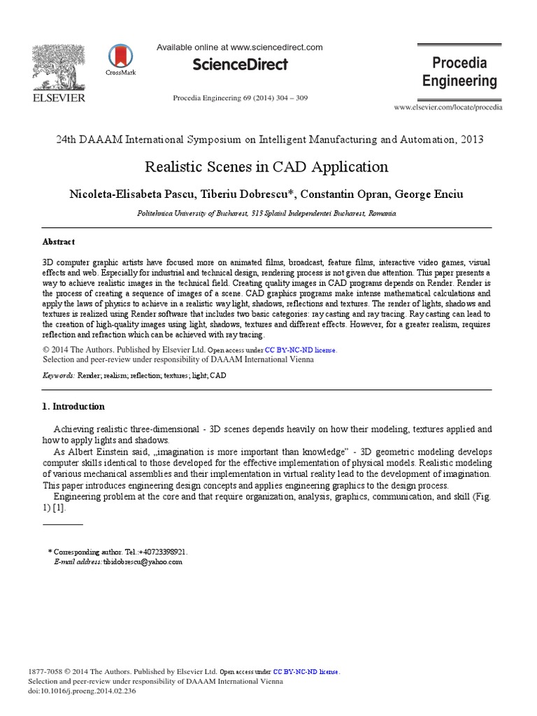 Realistic Scenes in Cad Application: Sciencedirect | PDF | 3 D Computer Graphics | Rendering ...