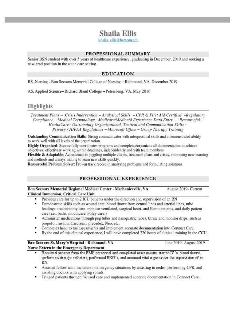 Shaila Ellis Resume For Weebly | PDF | Patient | Health Care