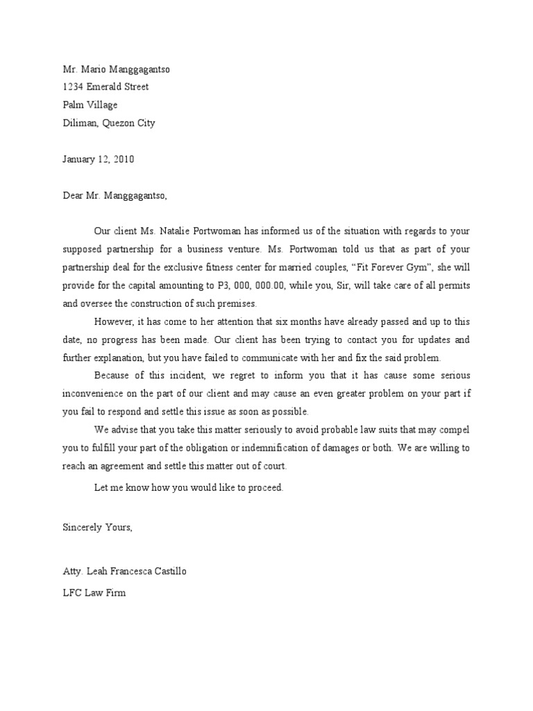 Demand Letter Jan 16 | PDF | Marriage | Annulment