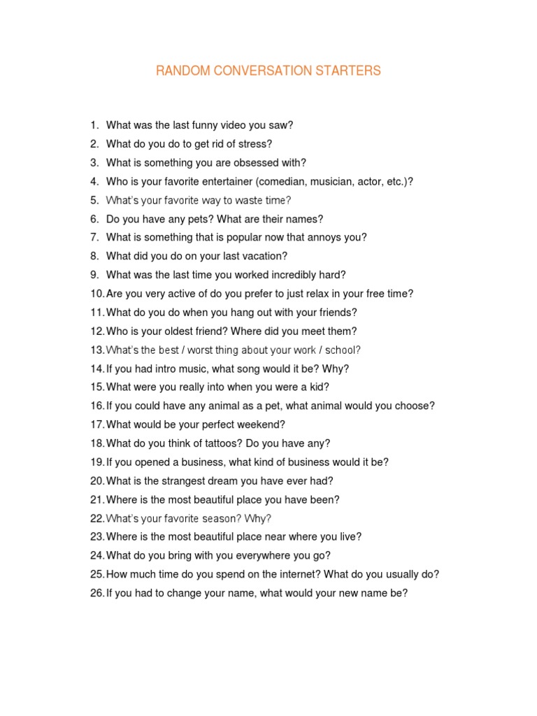Random Conversation Starters | PDF