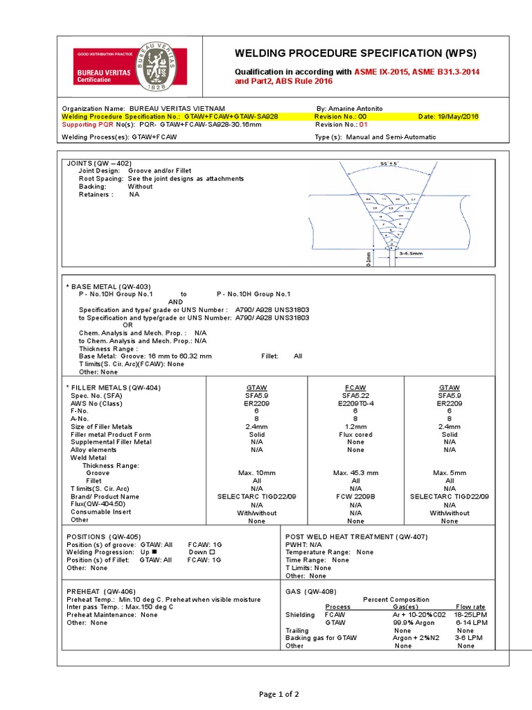 Welding Procedure Specification (WPS) : Supporting PQR 01 | PDF | Welding | Construction