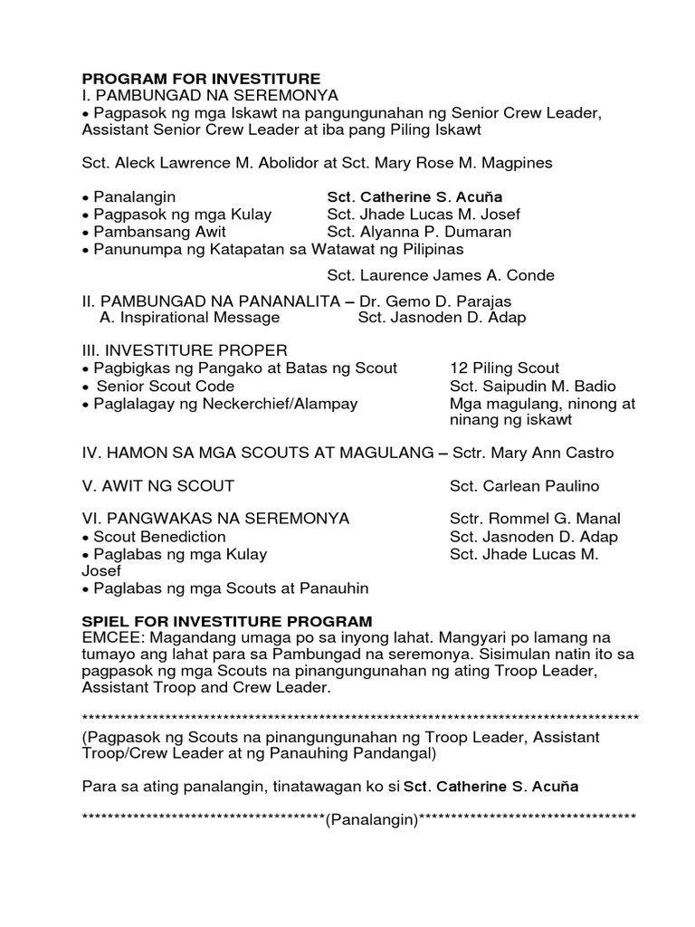 Final Pagtatalaga NG Mga Bagong Iskawt 2019 | PDF