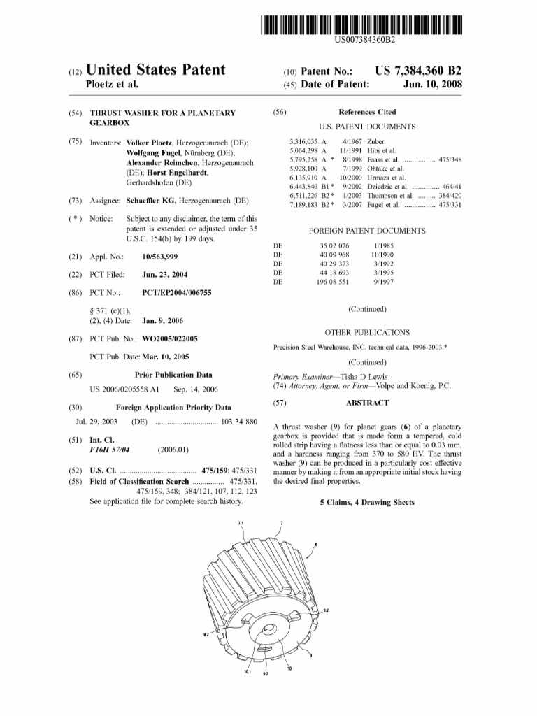 United States Patent (10) Patent No.: US 7,384,360 B2: Ploetz Et Al ...