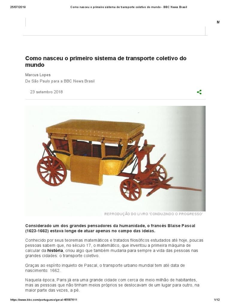 Historia Do Primeiro Sistema Transporte Público | PDF | Palácio ...
