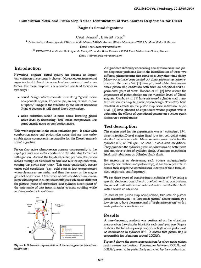 061 - Combustion Noise and Piston Slap Noise: Identification of Two ...