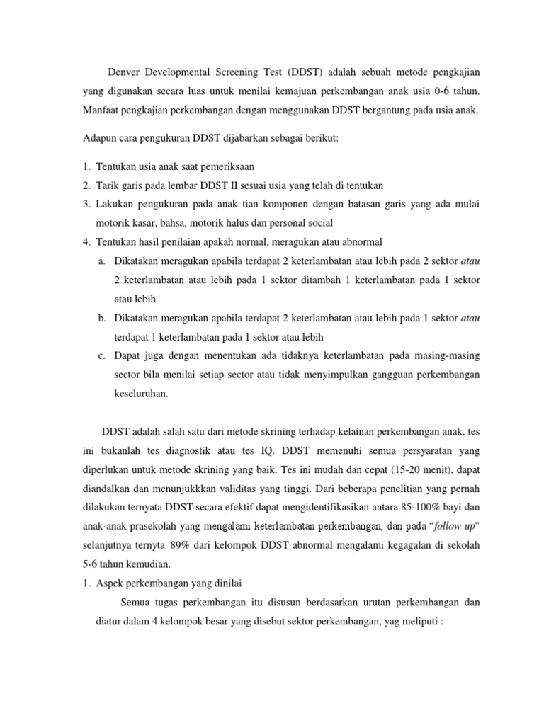 Denver Developmental Screening Test | PDF