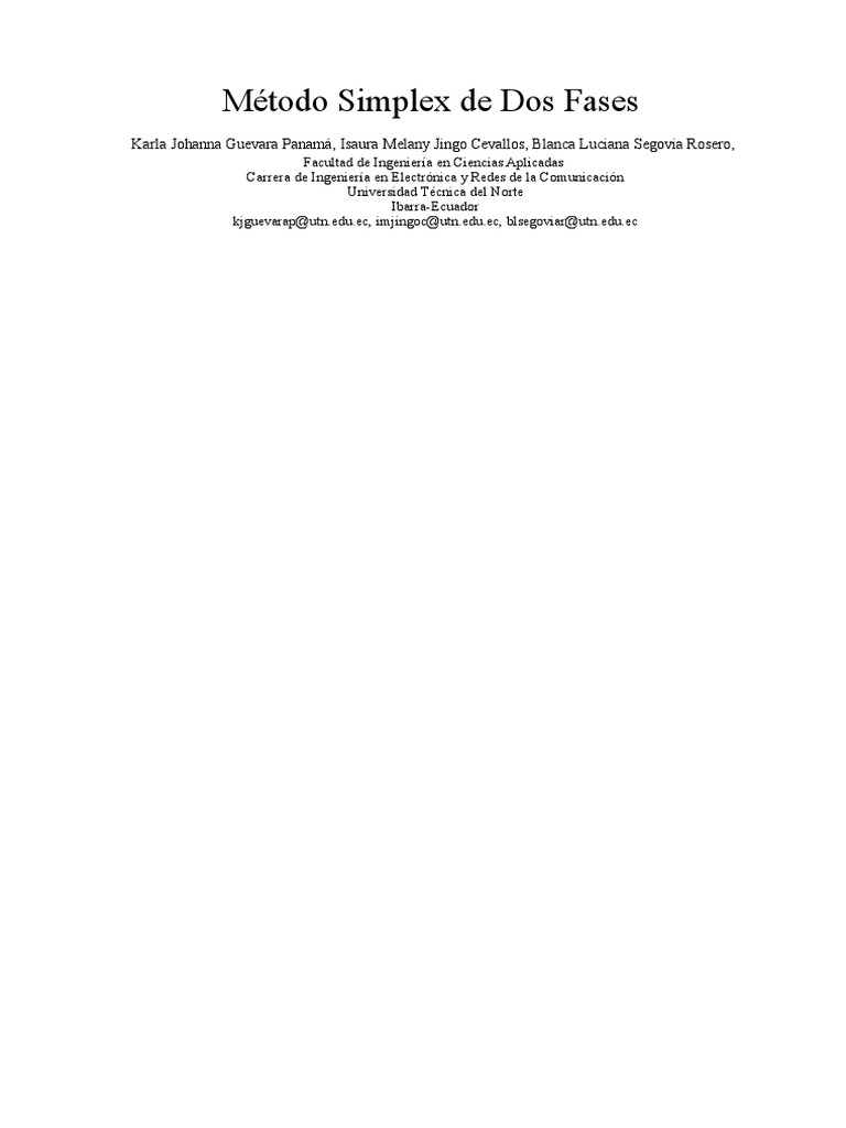 Metodo Simplex de Dos Fases | PDF | Optimización Matemática | Programación lineal