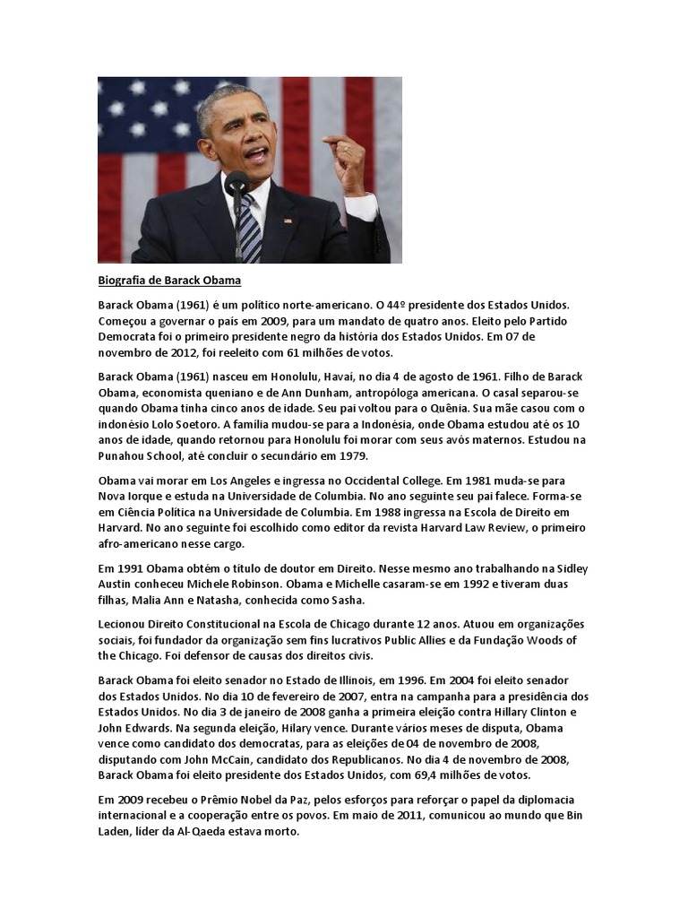 Biografia de Barack Obama | PDF | Barack Obama | Os Estados Unidos