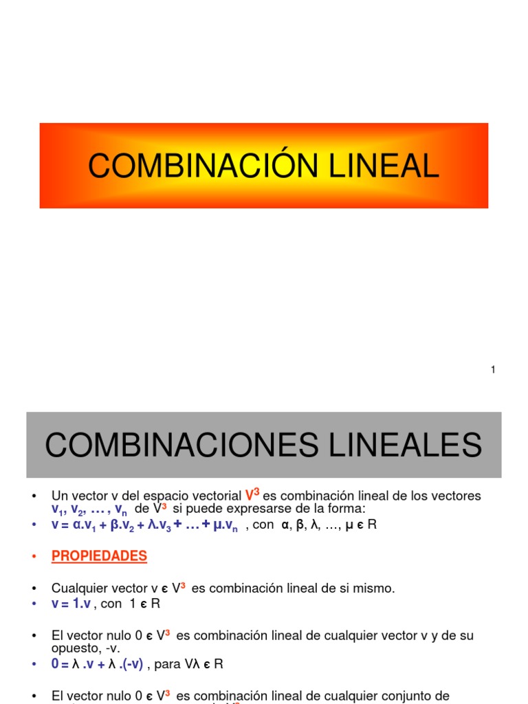 Combinacion Lineal | PDF | Espacio vectorial | Vector Euclidiano