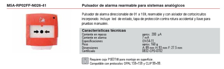 Pulsador de Alarma Rearmable Direccionable | PDF