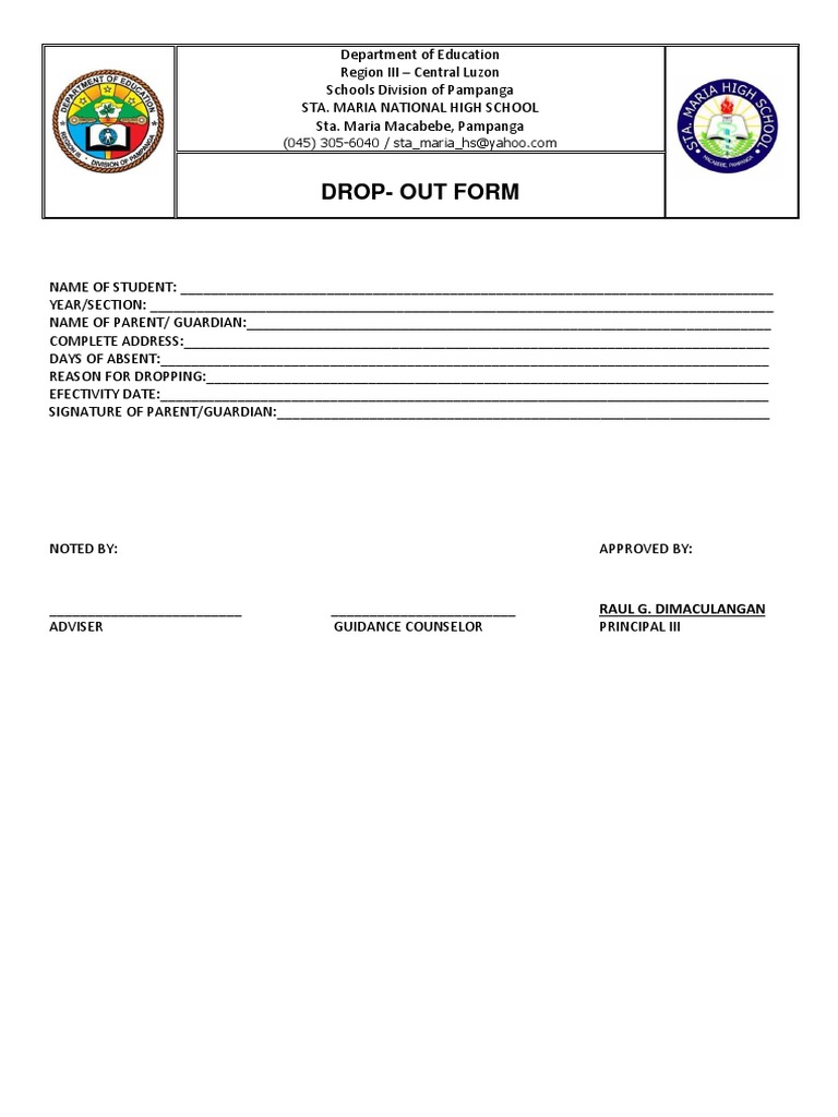 Drop Out Form | PDF