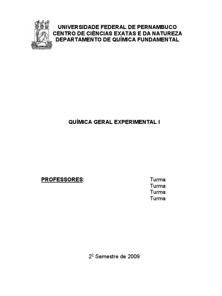 Apostila Quim Experimental 1 Ufpe Pdf Cromatografia Oxigênio
