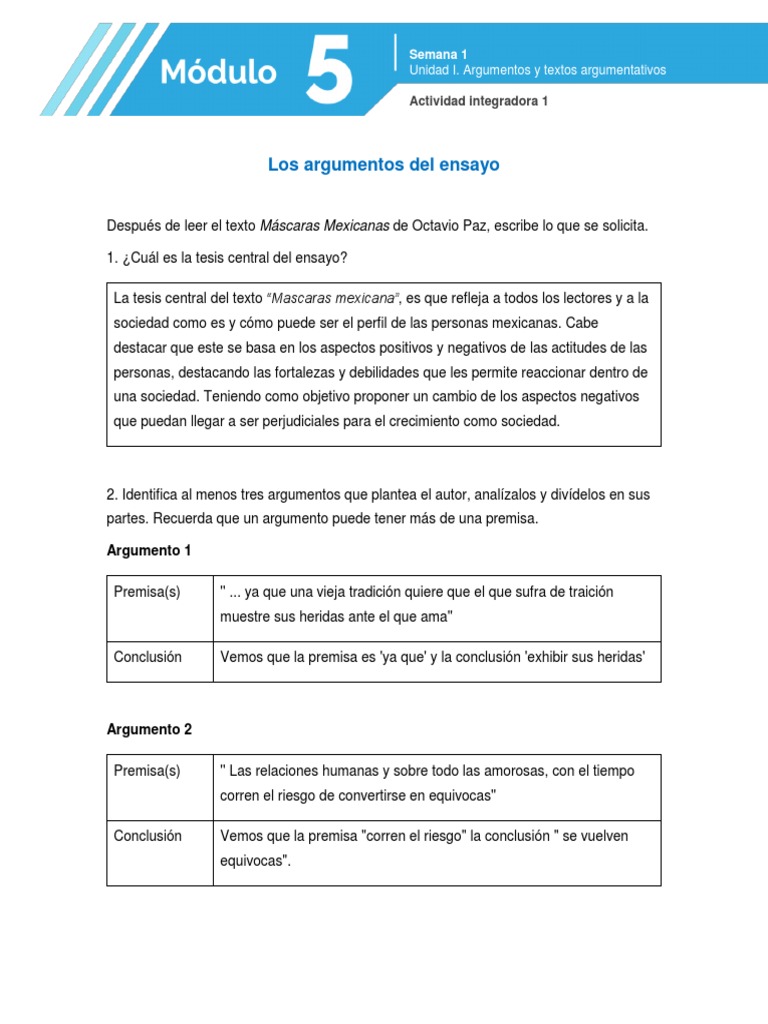 actividad integradora 1. Los argumentos del ensayo | México | Ensayos