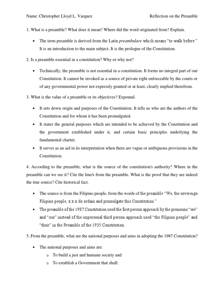 Preamble | PDF | Common Good | Constitution