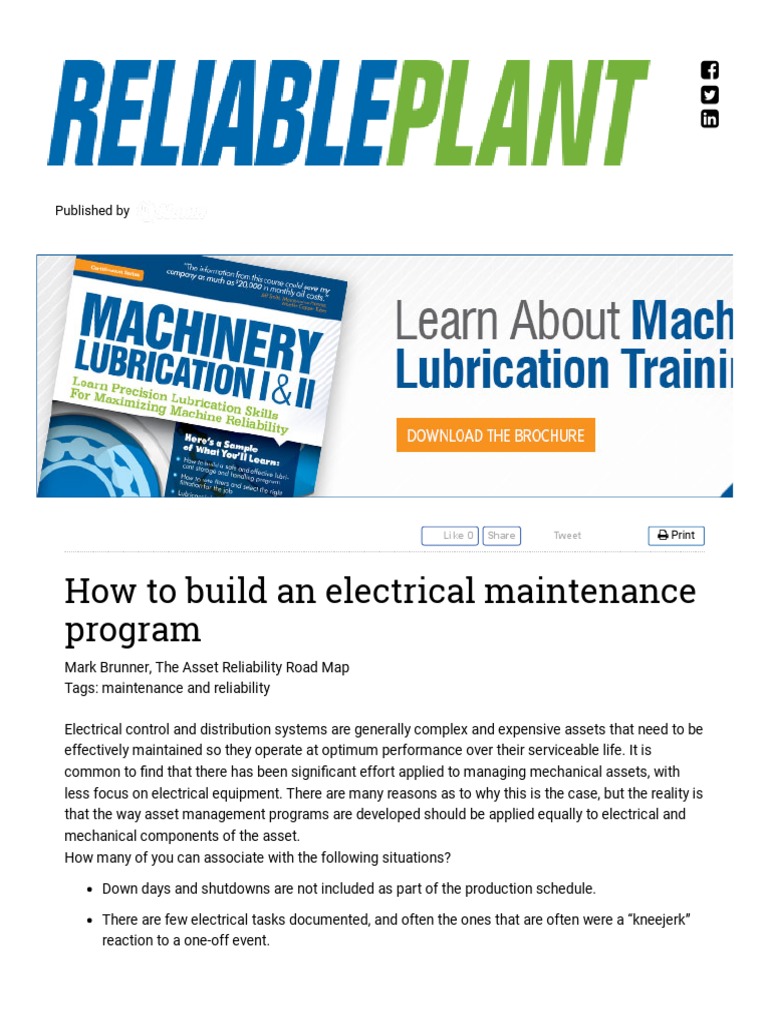 How To Build An Electrical Maintenance Program | PDF | Reliability ...