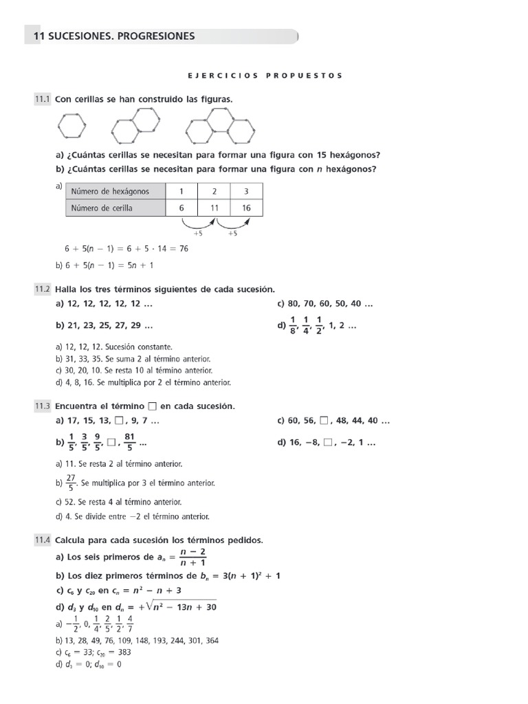 11 Sucesiones. Progresiones PDF | PDF