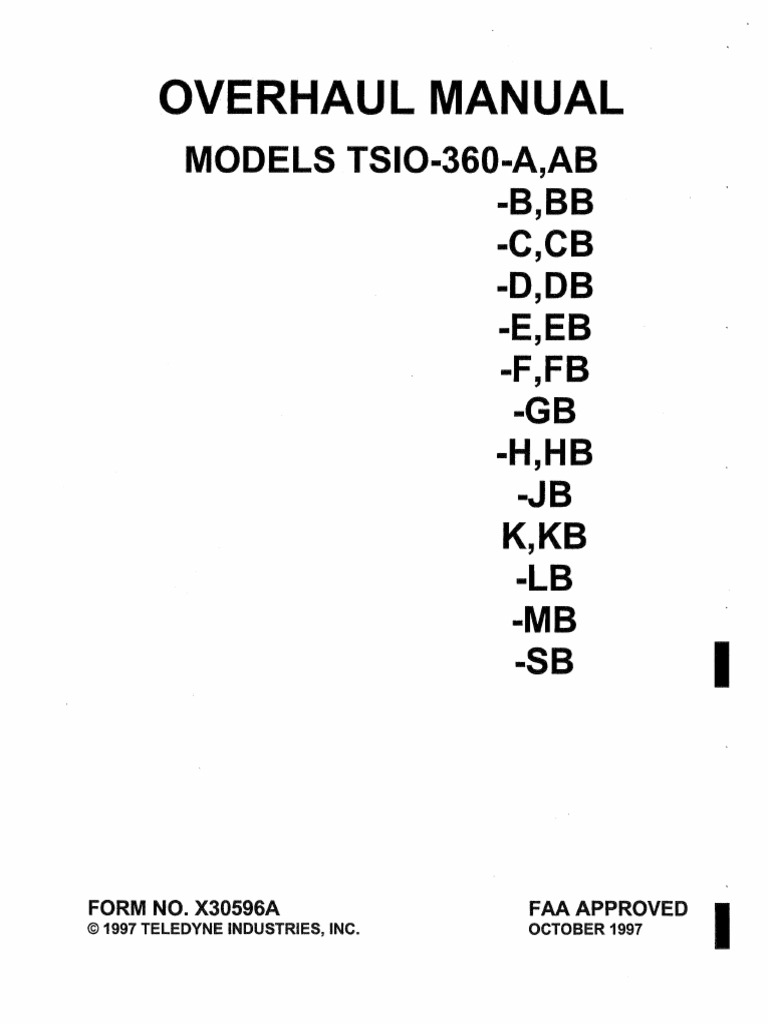 TSIO-360 Overhaul Manual Guide | PDF | Piston | Cylinder (Engine)