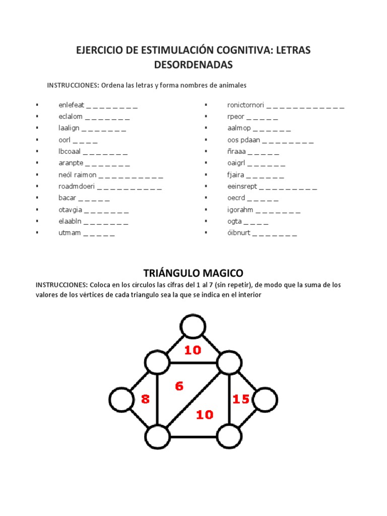 Ejercicio de Estimulación Cognitiva