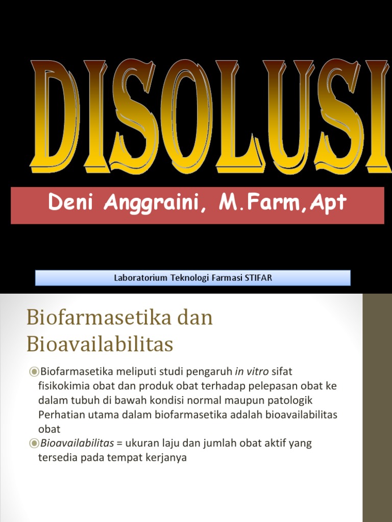 Disolusi Dan Pelepasan Obat | PDF | Kesehatan Holistik