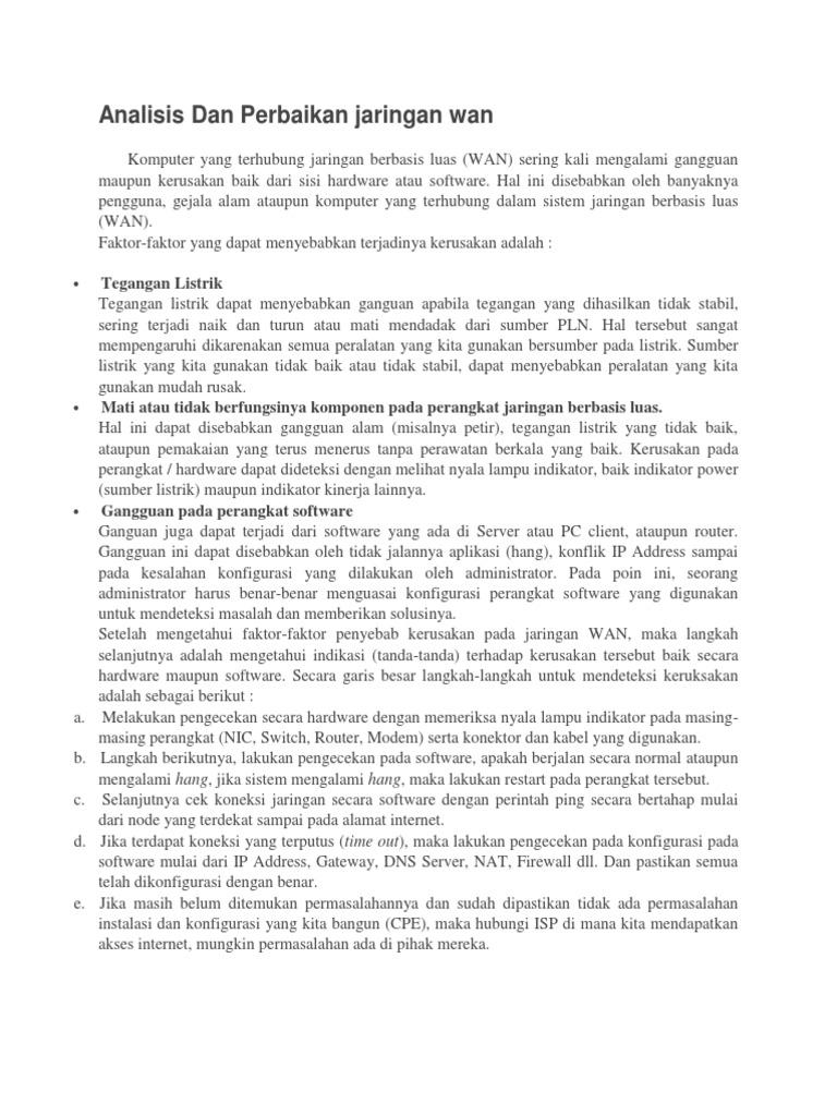 Analisis Dan Perbaikan Jaringan Wan | PDF