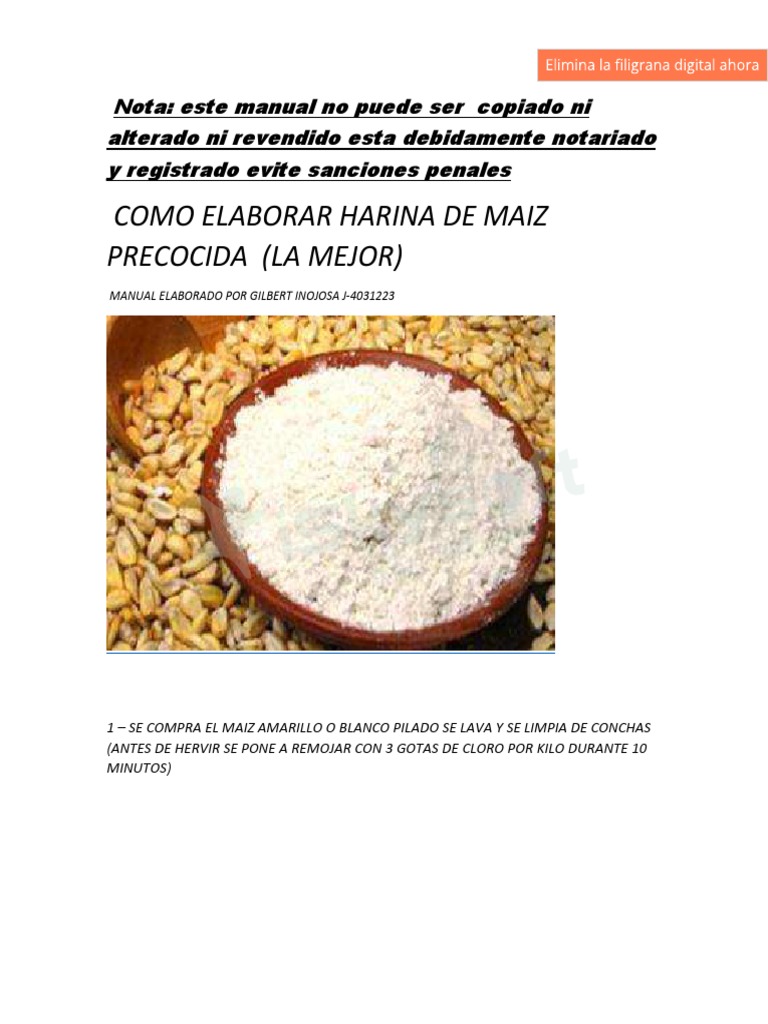Valores Nutricionales Harina Pan Tradicional