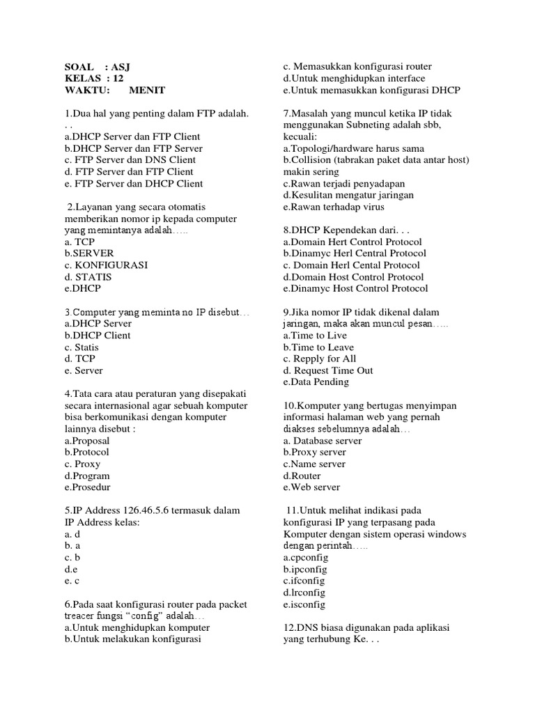 Soal Asj Kelas Xii | PDF