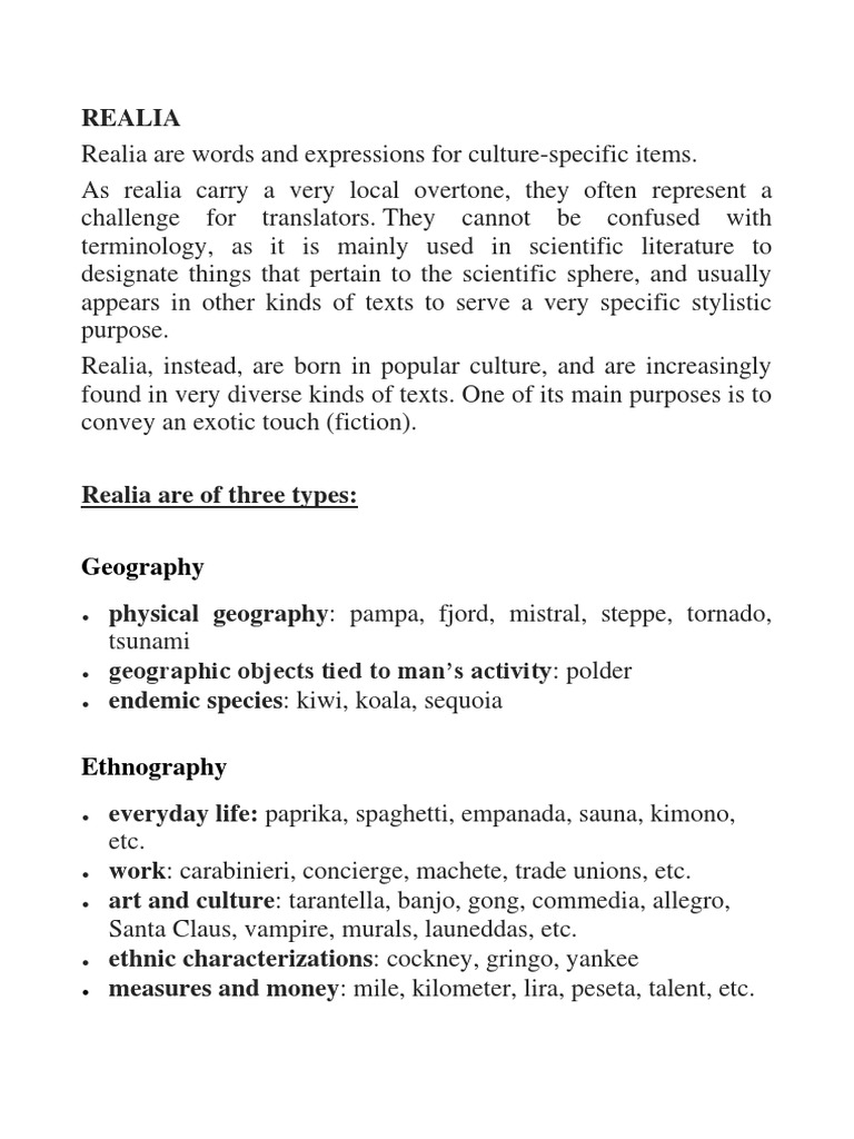Realia Translation | PDF | Word | English Language