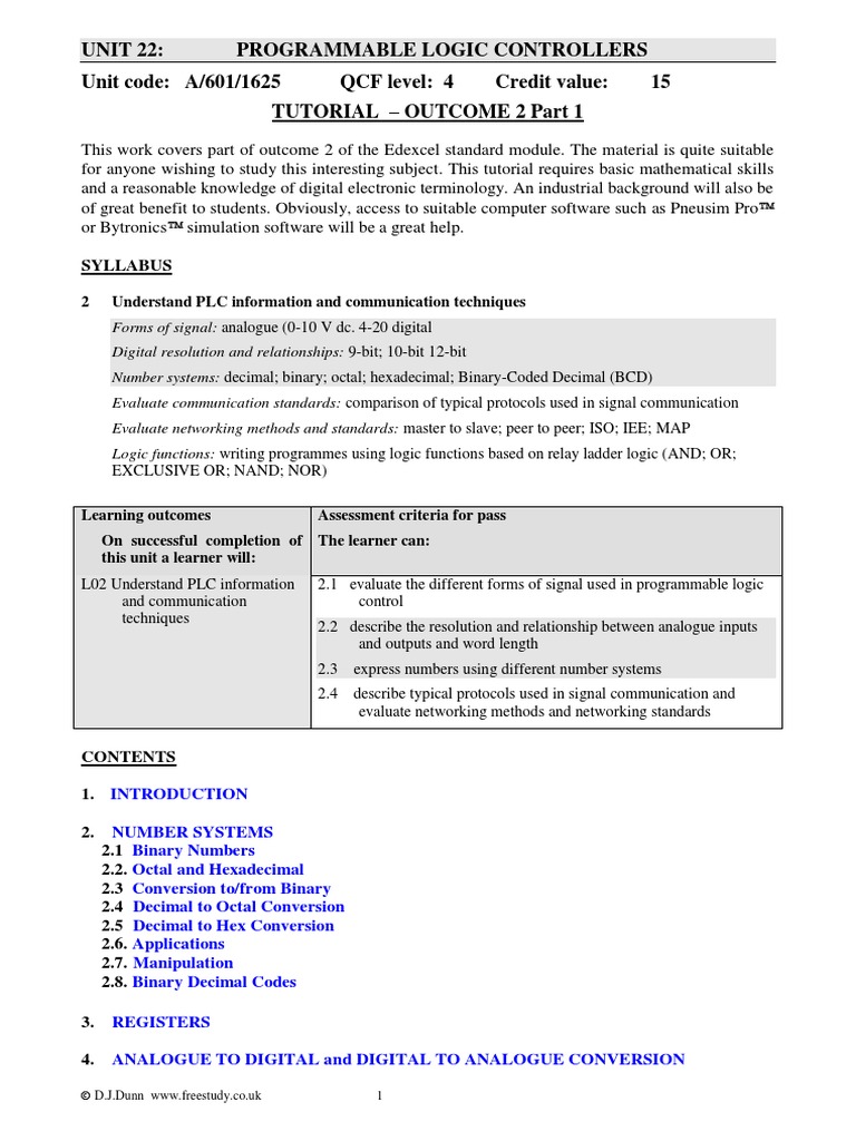 Programmable Logic Controller Outcome1 | PDF | Analog To Digital ...