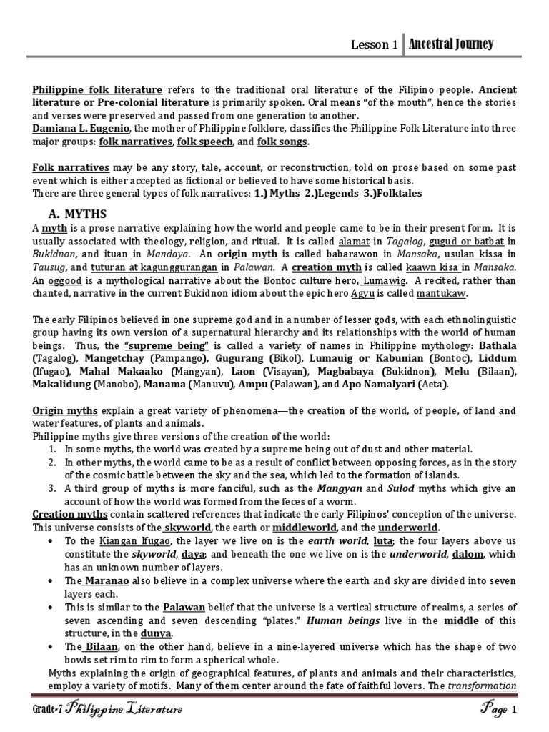 Lesson 1 | PDF | Narrative | Folklore