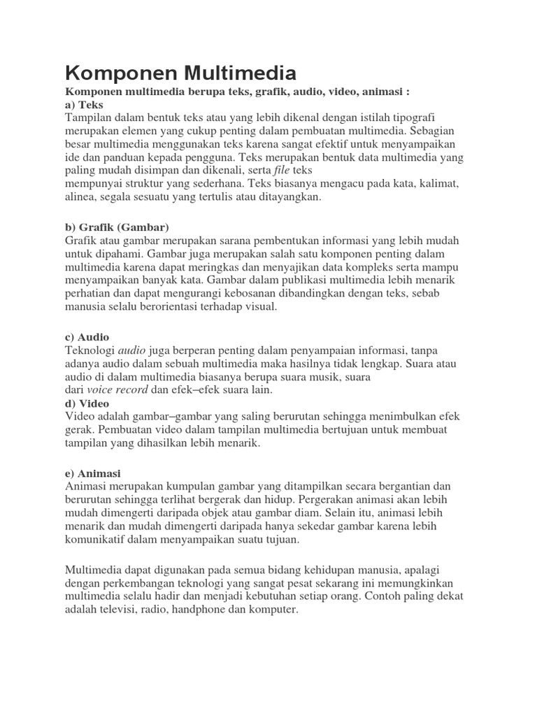 Komponen Multimedia | PDF