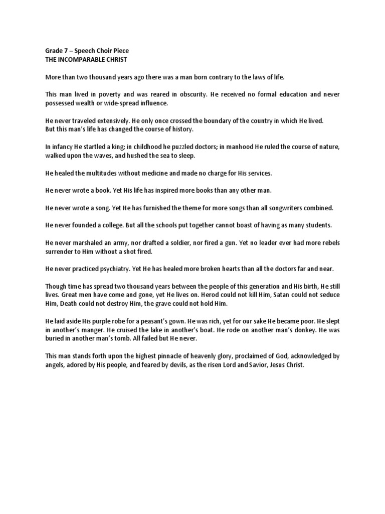 Speech Choir Pieces | PDF